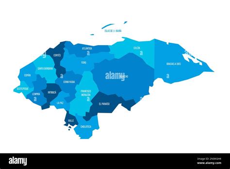 Honduras Mapa Pol Tico De Las Divisiones Administrativas