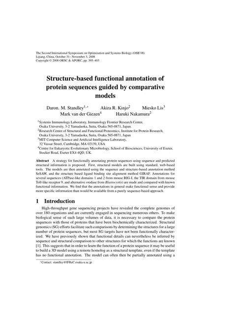 pdf structure based functional annotation of protein sequences guided by comparative models