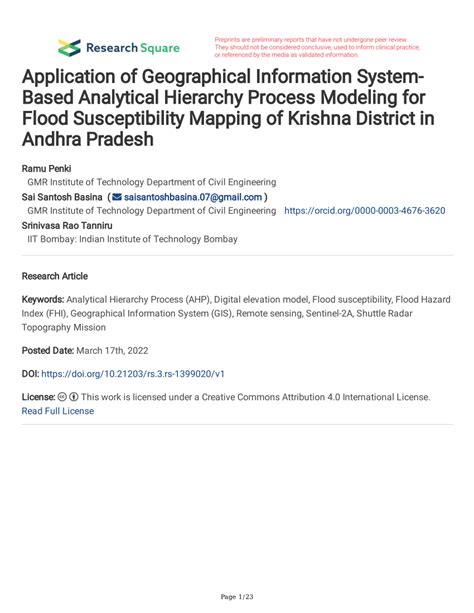 pdf application of geographical information system based analytical hierarchy process modeling
