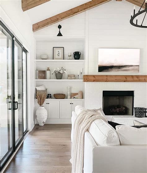 Shiplap Fireplace Wall Beneath Vaulted Ceilings Soul Lane