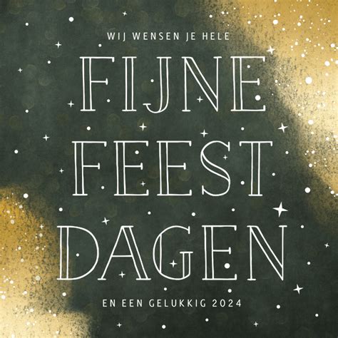 Typografische Hippe Kerstkaart Met Gouden Verf Kaartje2go