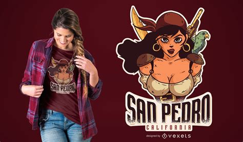 Descarga Vector De Diseño De Camiseta Femenina Pirata California