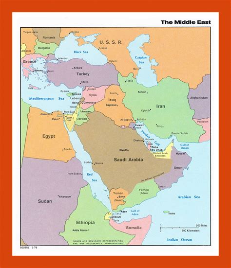 Political Map Of The Middle East 1976 Maps Of The Middle East