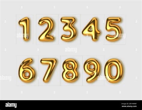 Realistic 3d Font Gold Numbers Number In The Form Of Golden Balloons