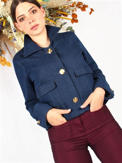 Veste Courte Bleu Marine Femme Chic Made In France ATODE