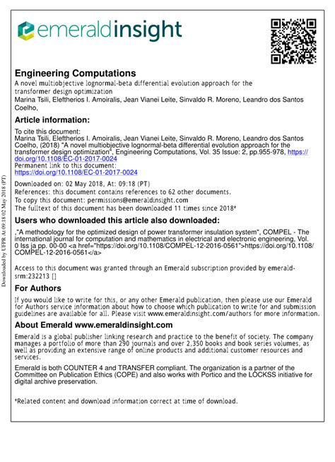 pdf a novel multiobjective lognormal beta differential evolution approach for the transformer