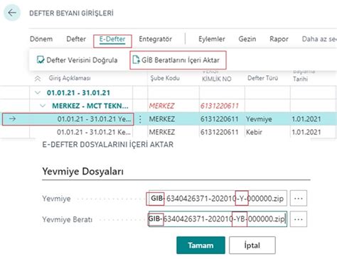 GİB Defter ve GİB Berat Dosyalarının Business Centrala Yüklenmesi