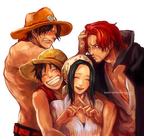 Monkey D Luffy Portgas D Ace Shanks And Makino One Piece Drawn