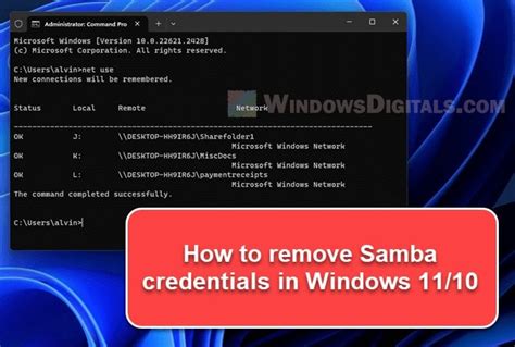 removing samba credentials in windows 11 or 10 with cmd r windows10howto