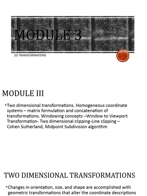 module 3 2d transformations 1 pdf 2 d computer graphics cartesian coordinate system