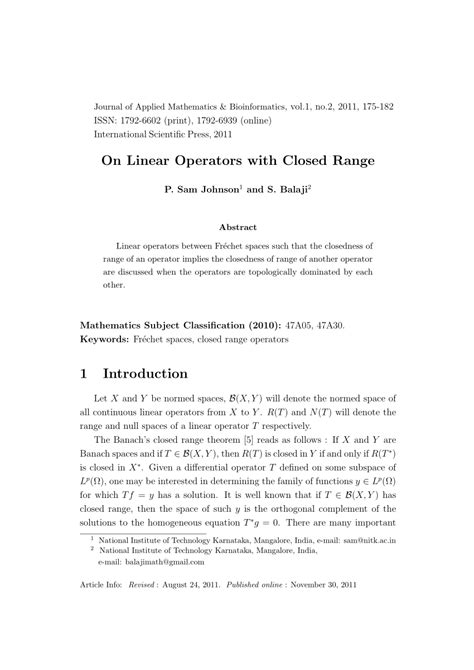 pdf on linear operators with closed range