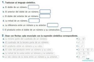 Lenguaje Simbólico y coloquial Ficha interactiva TopWorksheets