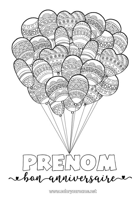 Coloriage N202 Anniversaire Mandala Ballons
