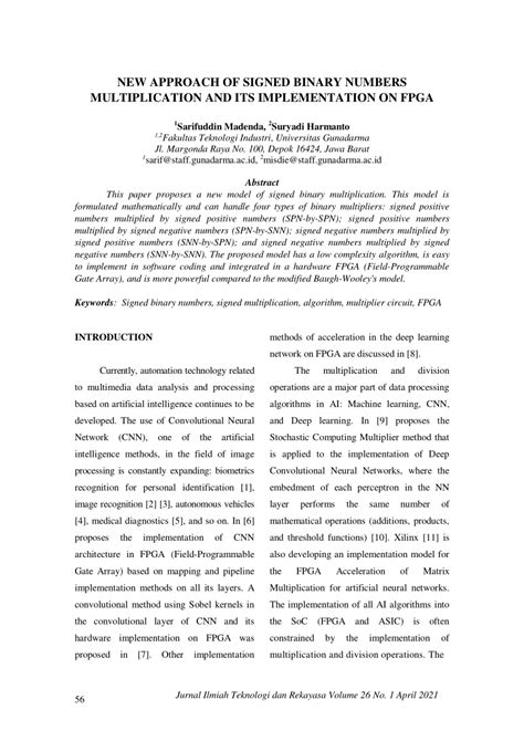 pdf new approach of signed binary numbers multiplication and its implementation on fpga