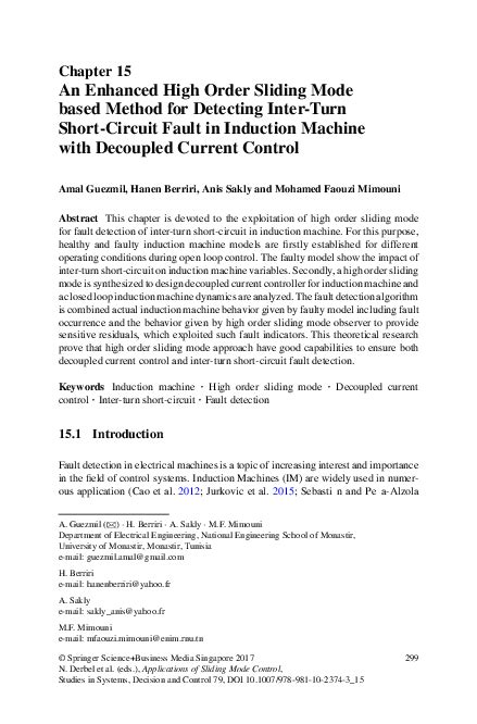 pdf an enhanced high order sliding mode based method for detecting inter turn short circuit