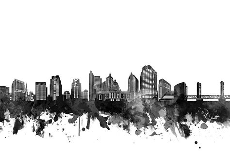Sacramento Skyline Bw Digital Art By Bekim M Fine Art America