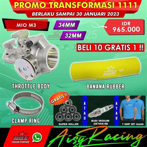 Jual Throttle Body BRT Super Flow TB VELOCITY BANANA Mio M3 FINO SOUL
