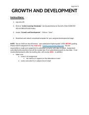 Growth And Development Instructions Docx Page Of Growth And