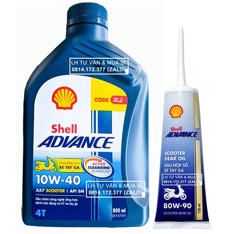 Combo Dầu Nhớt Xe Tay Ga Shell Advance AX7 Scooter 10W40 800ml 0 8L