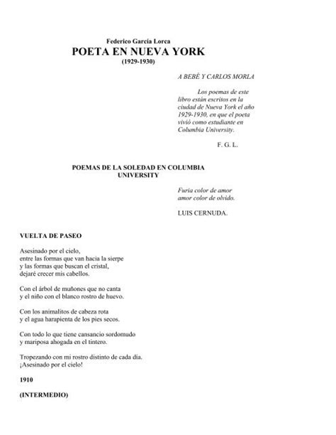 Poeta en Nueva York de Federico García Lorca