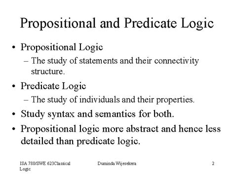 an introduction to classical logic propositional and predicate