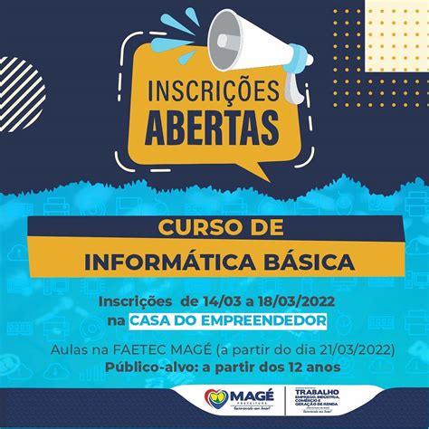 Card curso de Informática março 2022 Prefeitura Municipal de Magé