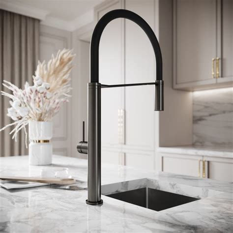 Livello Pull Out Kitchen Mixer Tap Gunmetal Taps