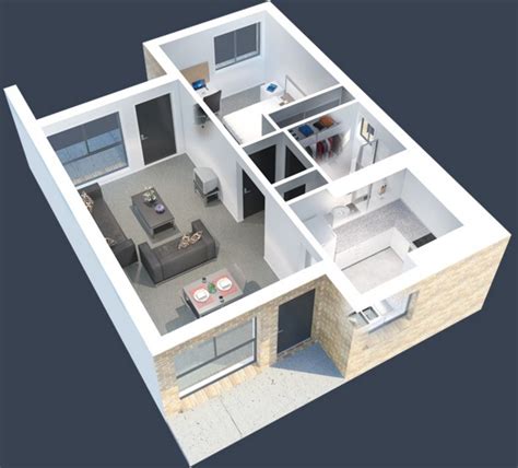 Plano de casa pequeña de 60m2 Planos de casas modernas