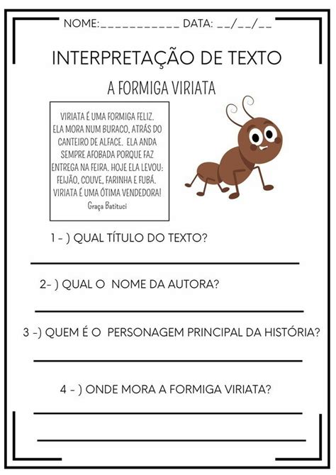 Minha cidade atividade de leitura e interpretação de texto