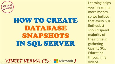 How To Create And View Database Snapshots SQL Server Database
