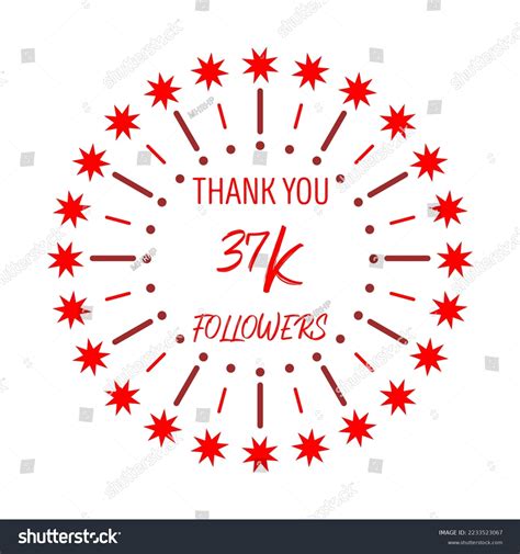 Thank You 37k Followers Template Design Stock Vector Royalty Free