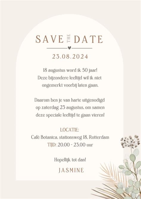 Stijlvolle Uitnodiging Feestje Met Droogbloemen Kaartje2go