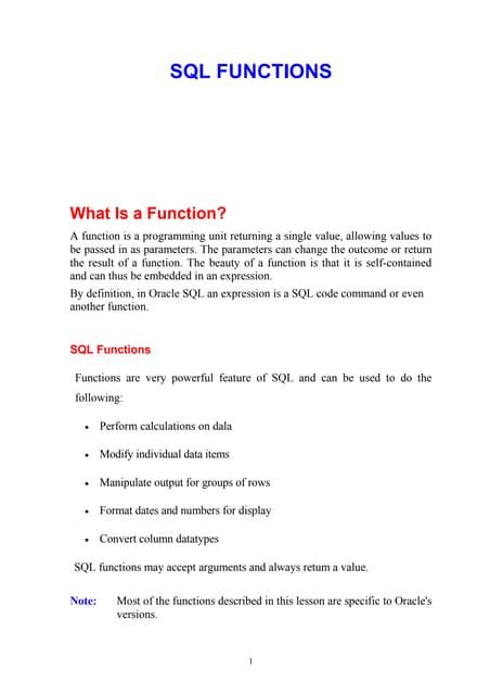 sql functions pdf