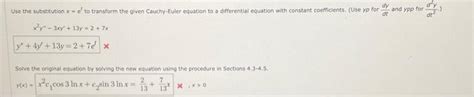 Solved Use The Substitution X Et To Transform The Given