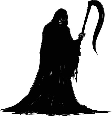 Ai Generated Silhouette Grim Reaper Black Color Only Full Body Body