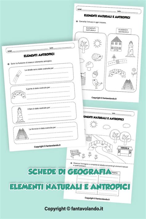 Schede Didattiche Di Geografia Elementi Naturali E Antropici