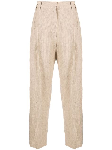 Brunello Cucinelli Cropped Linen Trousers Neutrals FARFETCH