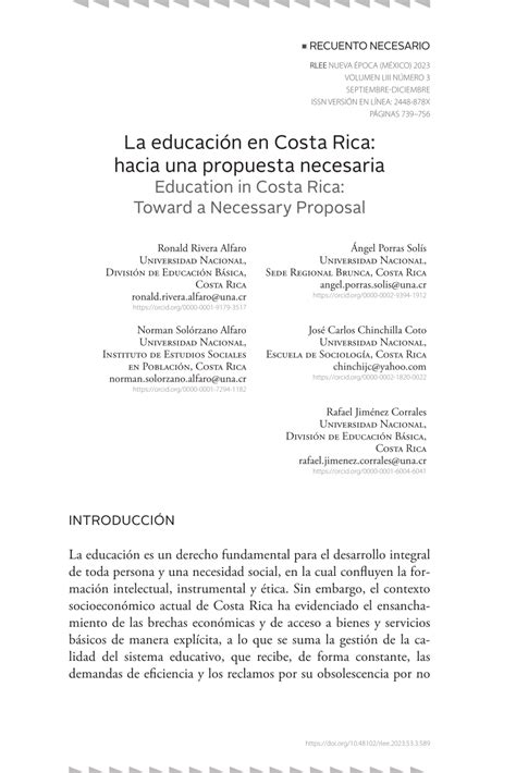 PDF La educación en Costa Rica hacia una propuesta necesaria