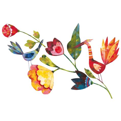 Wandtattoo Blanz Blumen und Vögel wall art de