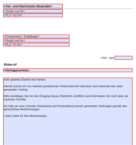 Vertrag Widerrufen Kostenlose Vordrucke