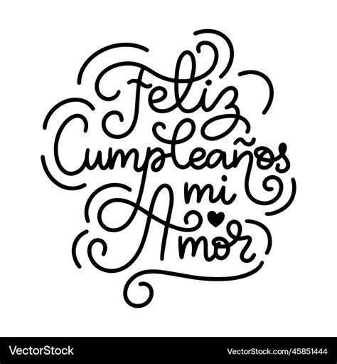 Feliz Cumpleanos Mi Amor Happy Birthday My Love Vector Image