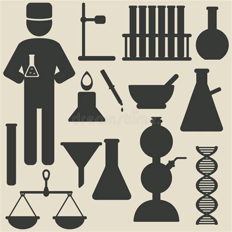 Iconos De La Química Fijados Negros Ilustración del Vector
