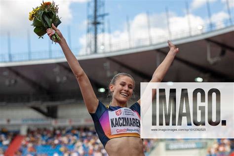 Polish Athlete Sprinter Natalia Kaczmarek Celebrates Victory After The