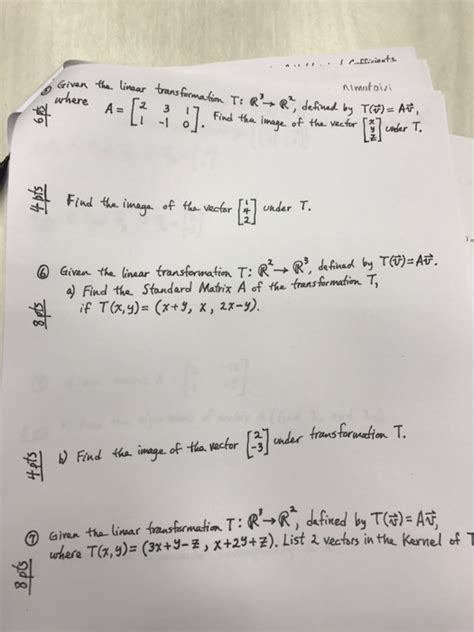 solved given the linear transformation t r 3 rightarrow
