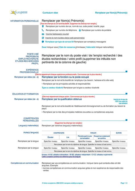 Exemple De Cv Europass Pour Ong Laboite Cv Fr