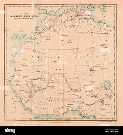 Ancienne carte du désert du Nord de l Afrique du livre Grand Sahara