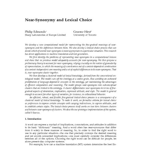 near synonymy and lexical choice acl anthology