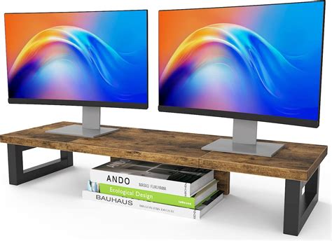Amazon WESTREE Dual Monitor Stand Riser Wood And Steel Monitor