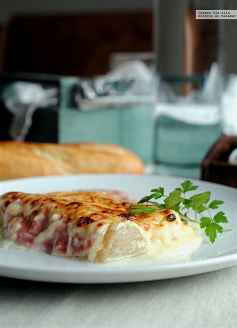 Gratinado de puerros con jamón y queso receta fácil rápida y deliciosa