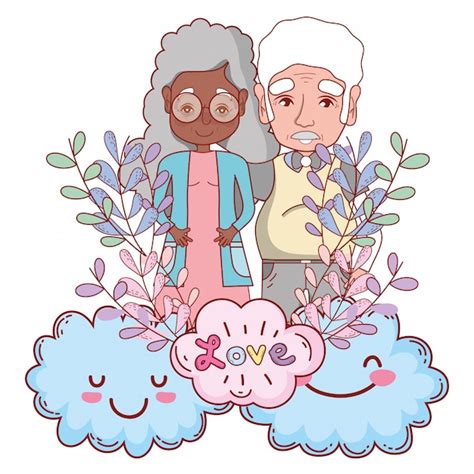 Abuelos Lindos Pareja De Dibujos Animados Vector Premium